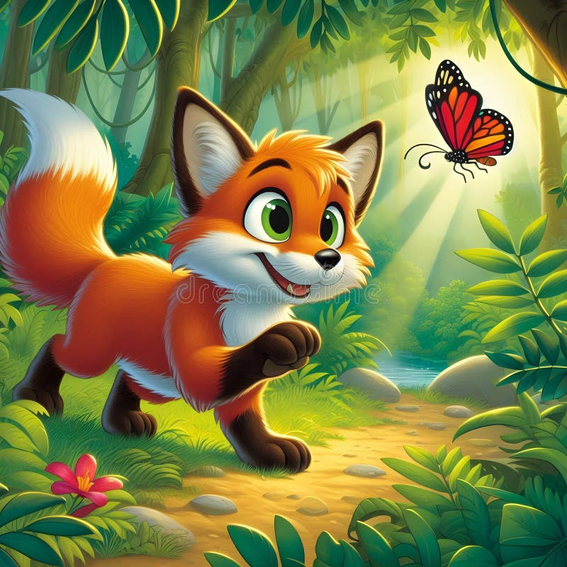A Fox Tried Cathing the Butterfly Stock Photo - Image of butterfly ...
