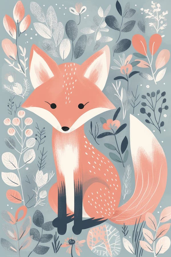 Fox Vector Nursery Pastel Clipart Generative AI Stock Illustration ...