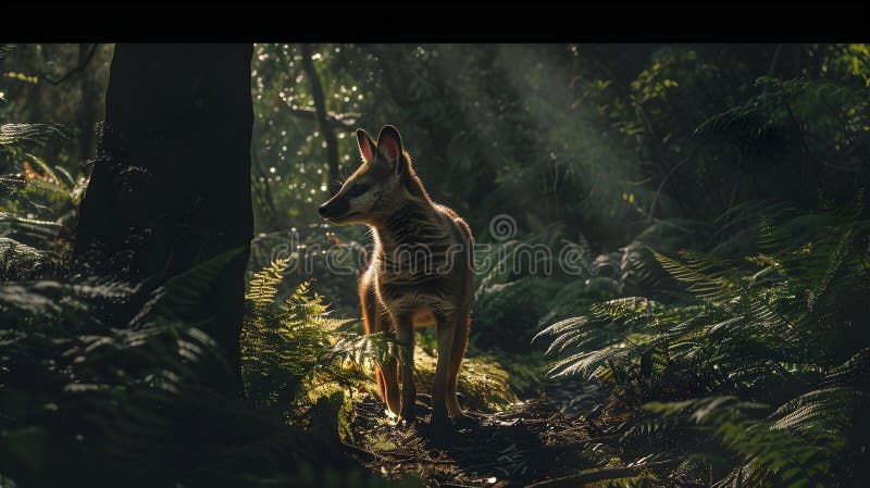 Fox Walking in the Dark Forest Stock Illustration - Illustration of ...