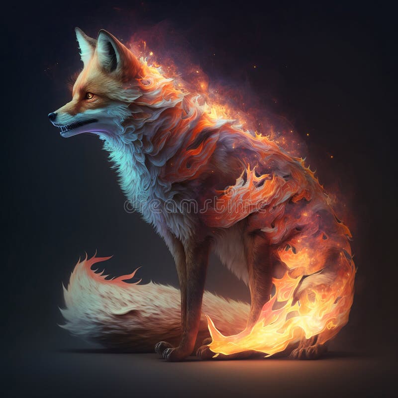 The Fox Was Covered in Flames Light Stock Illustration - Illustration ...