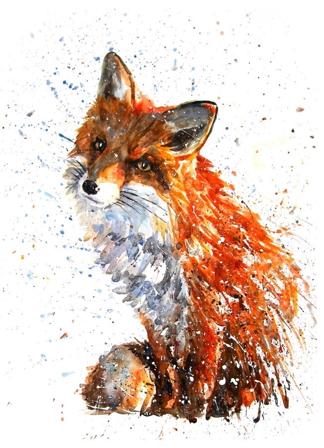 Hedgehog Illustration with Splash Watercolor Textured Background Stock ...