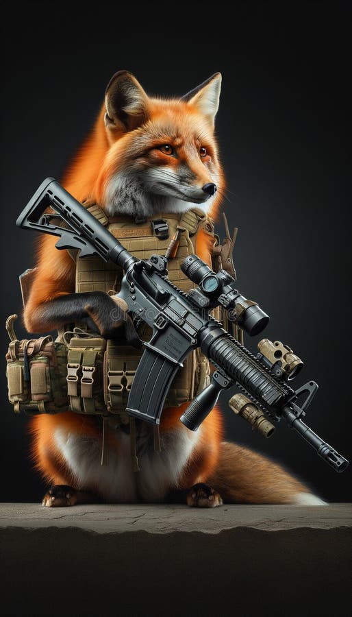 Fox with a Weapon. AI Generated. Stock Illustration - Illustration of ...