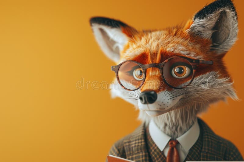 A Fox Wearing Glasses is Sitting in Front of a Computer Monitor with ...