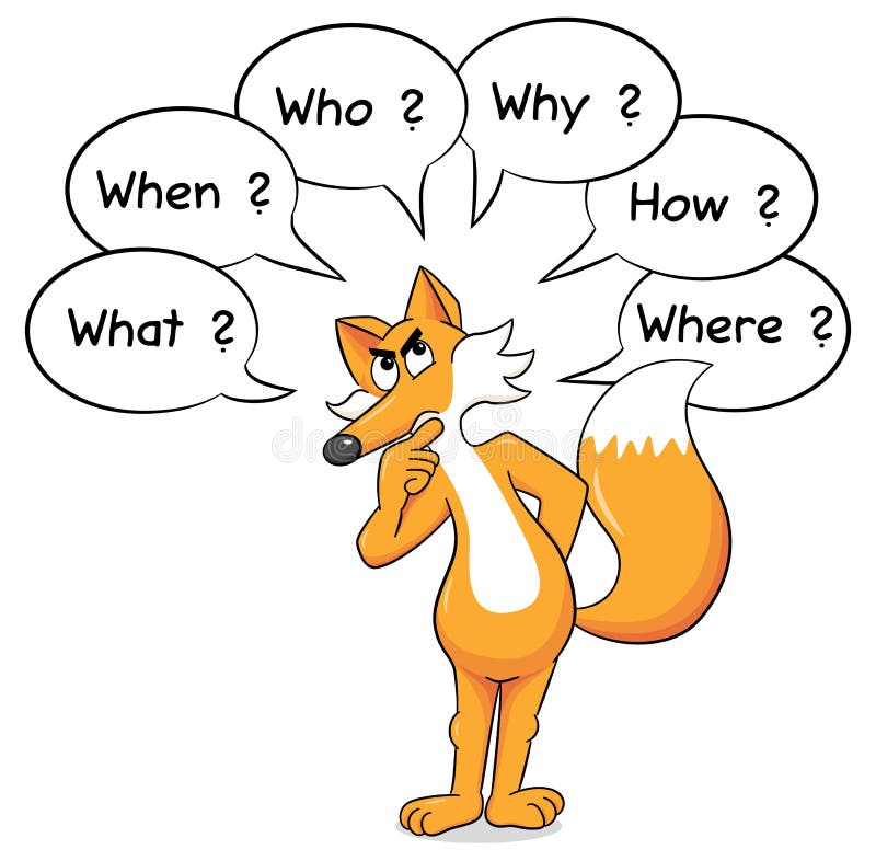 Fox who asks questions stock vector. Illustration of think - 72931276
