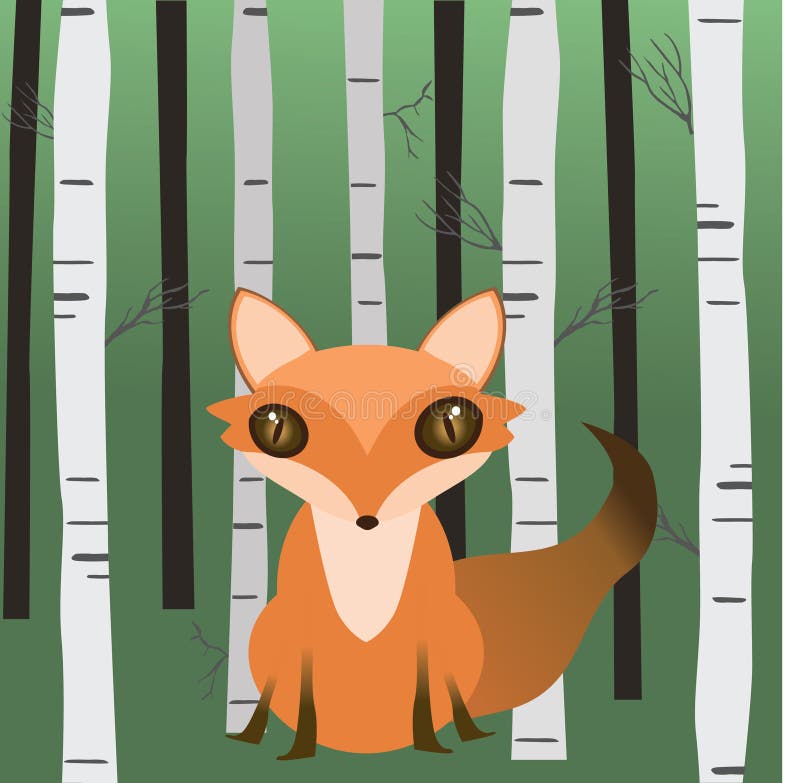 Fox in the woods stock illustration. Illustration of nature - 63533043