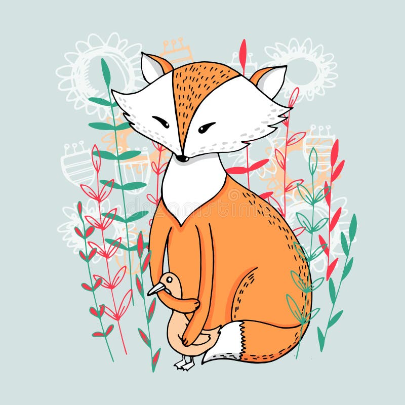 Pato con las flores ilustración del vector. Ilustración de imagen ...