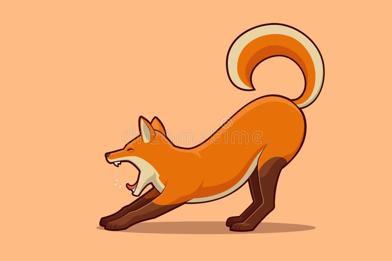 Fox Yawning and Stretching stock illustration. Illustration of mammals ...