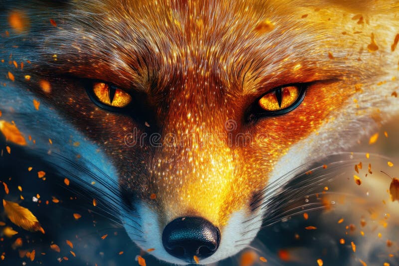 A Fox with a Yellow Eye and a Nose Stock Illustration - Illustration of ...