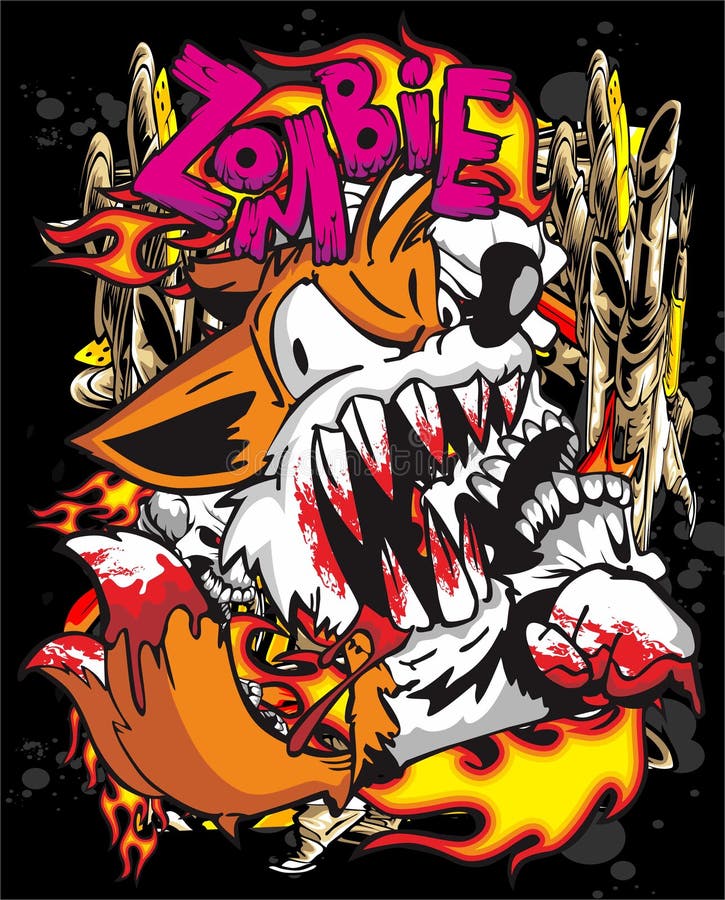 FOX ZOMBIE ILLUSTRATION stock vector. Illustration of eagle - 261862105