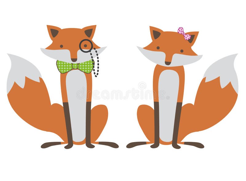 Foxes couple illustration stock vector. Illustration of design - 37746093