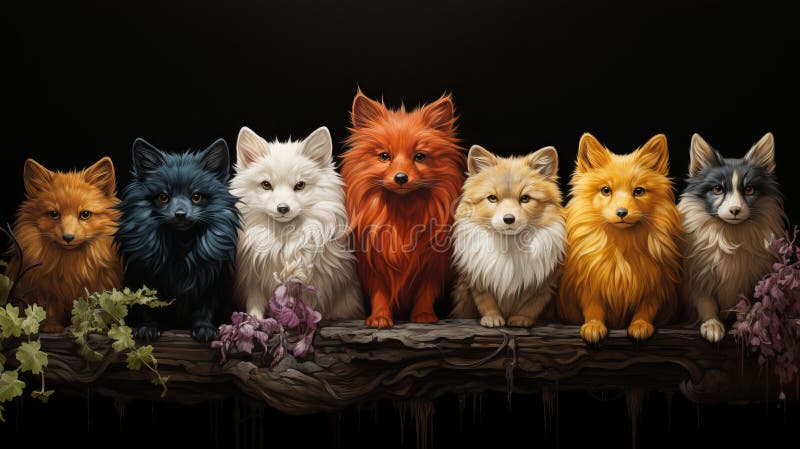 Foxes are Multicolored Animal Illustrations. Sly Fox on a Plain ...