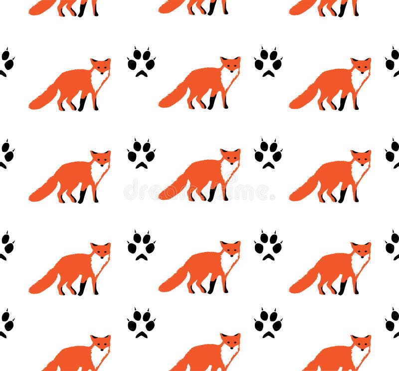 Seamless Fox Background with Footprints. Stock Vector - Illustration of ...