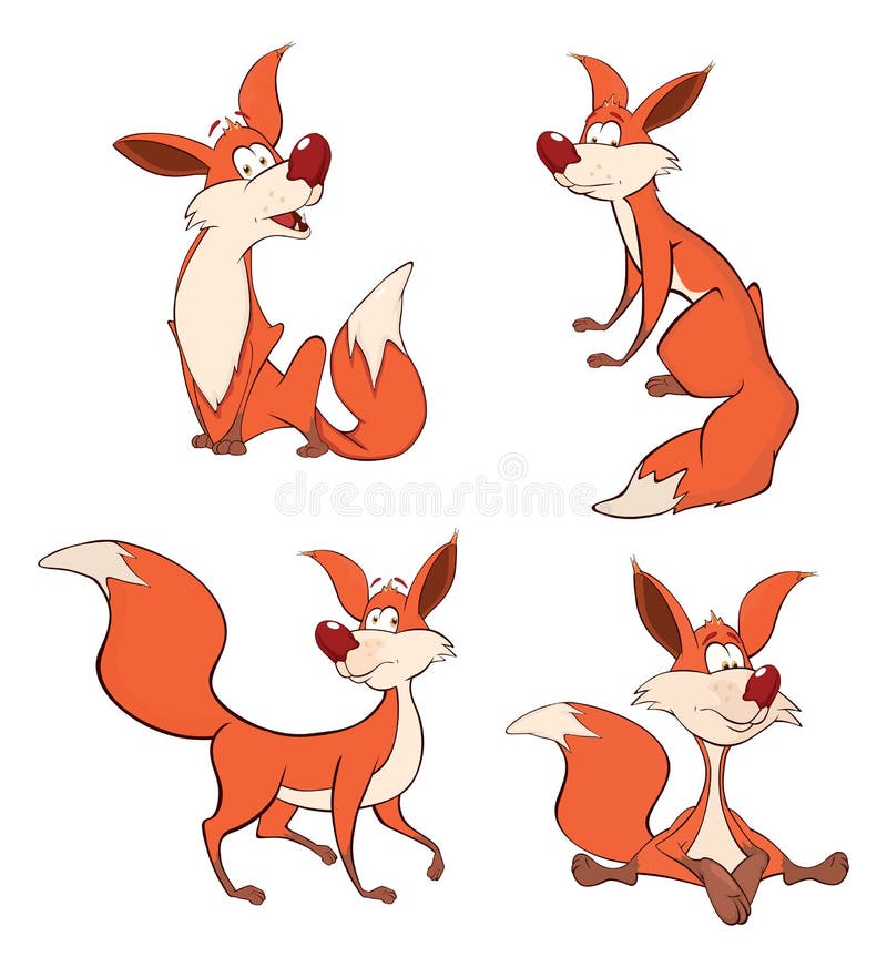 Foxes set cartoon stock vector. Illustration of avatar - 58429697