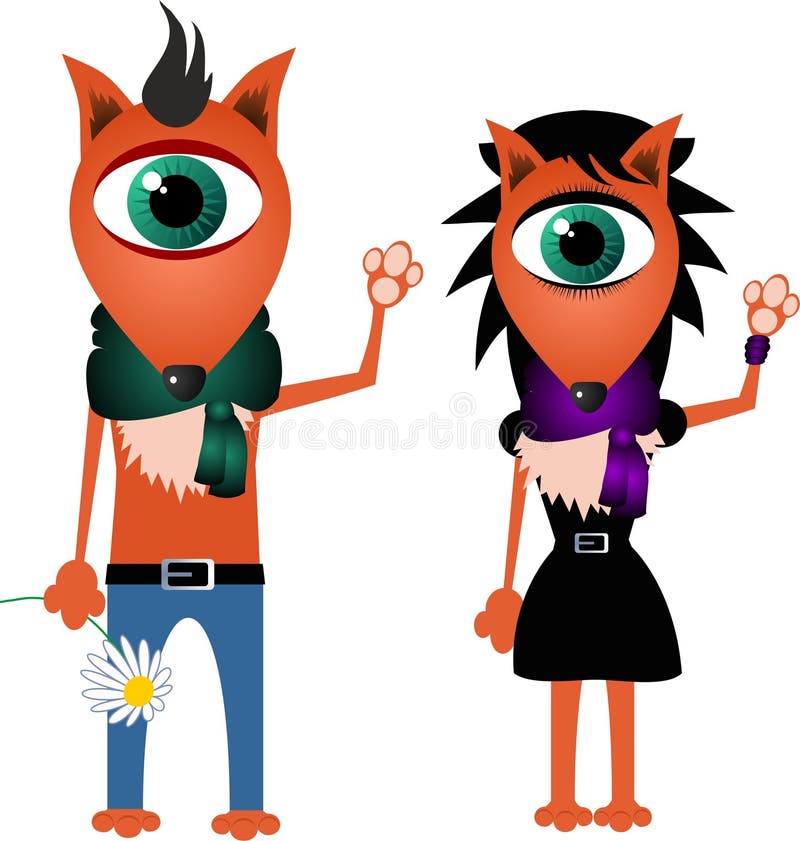Foxes stock vector. Illustration of alien, cyclops, love - 44941849
