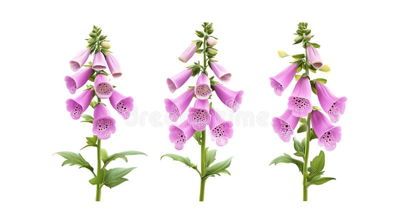 Foxglove Set in Three Different Poses on Transparent Background for ...