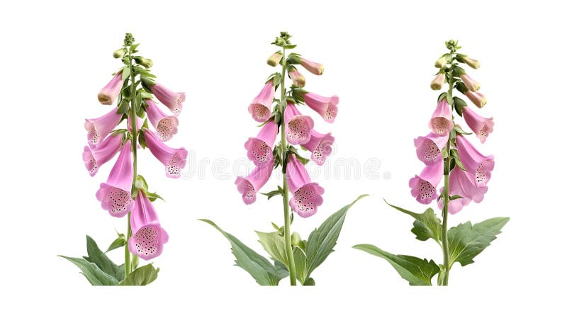 Foxglove Set in Three Different Poses on Transparent Background for ...