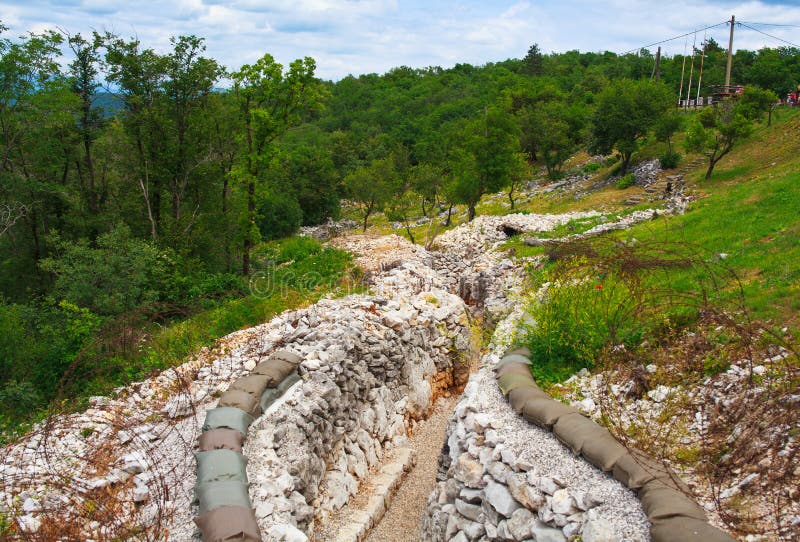 Foxhole, World War One stock image. Image of rock, 1914 - 45237045