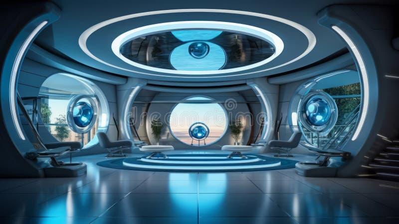 Foyer Room of a Beautiful Futuristic Design. AI Generated Stock ...