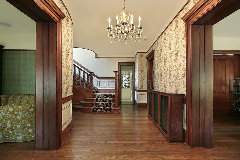 Foyer in Suburban Townhouse Stock Image - Image of decorate ...