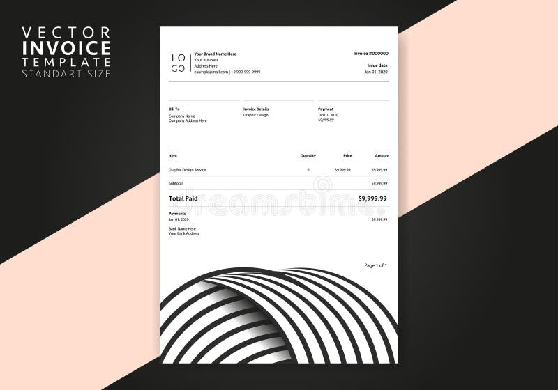 Editable Modern Abstract Creative Professional Invoice Template. Stock ...