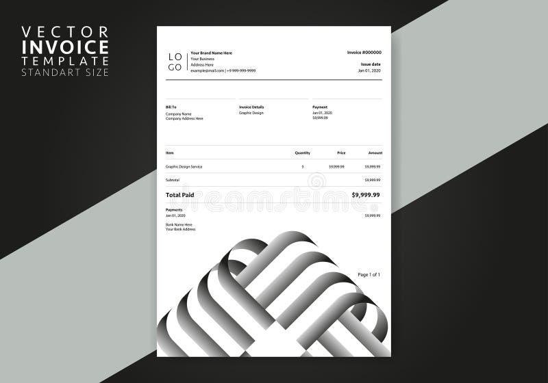 Editable Modern Abstract Creative Professional Invoice Template. Stock ...