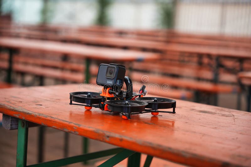 FPV Cinewhoop Drone on a Table with a GoPro on Top Editorial Stock ...