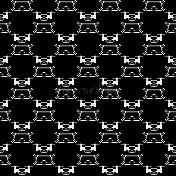 FPV Drone with Goggles Vector Quadcopter Dark Outline Seamless Pattern ...