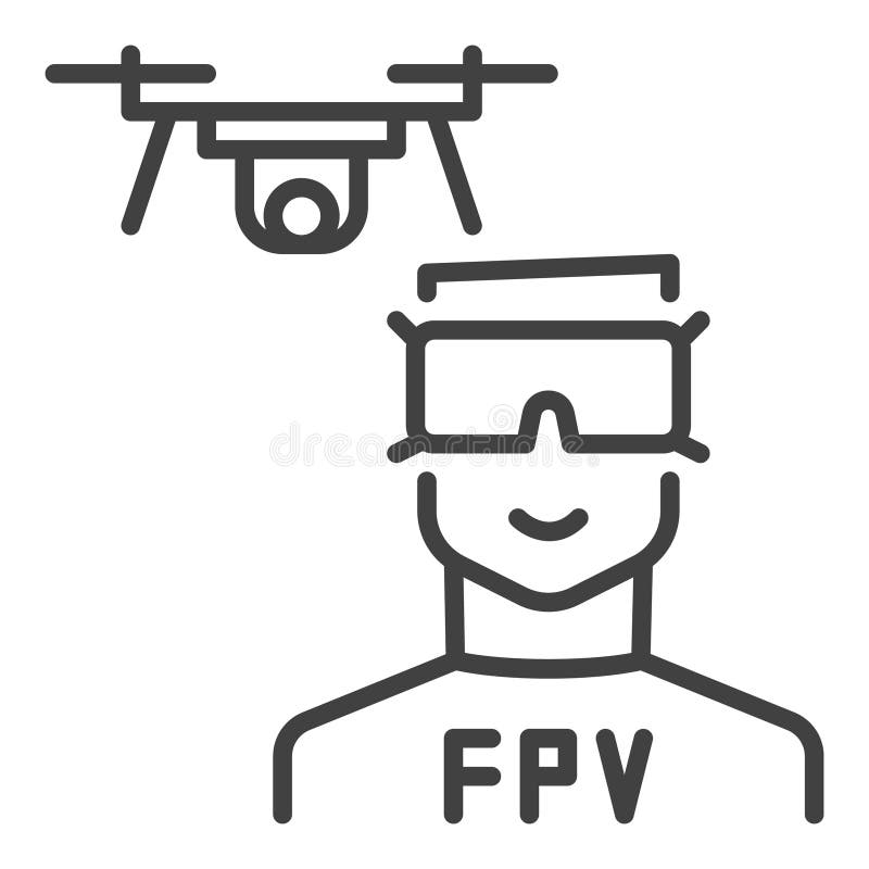 FPV Drone and Man with Goggles Vector Concept Outline Icon Stock Vector ...