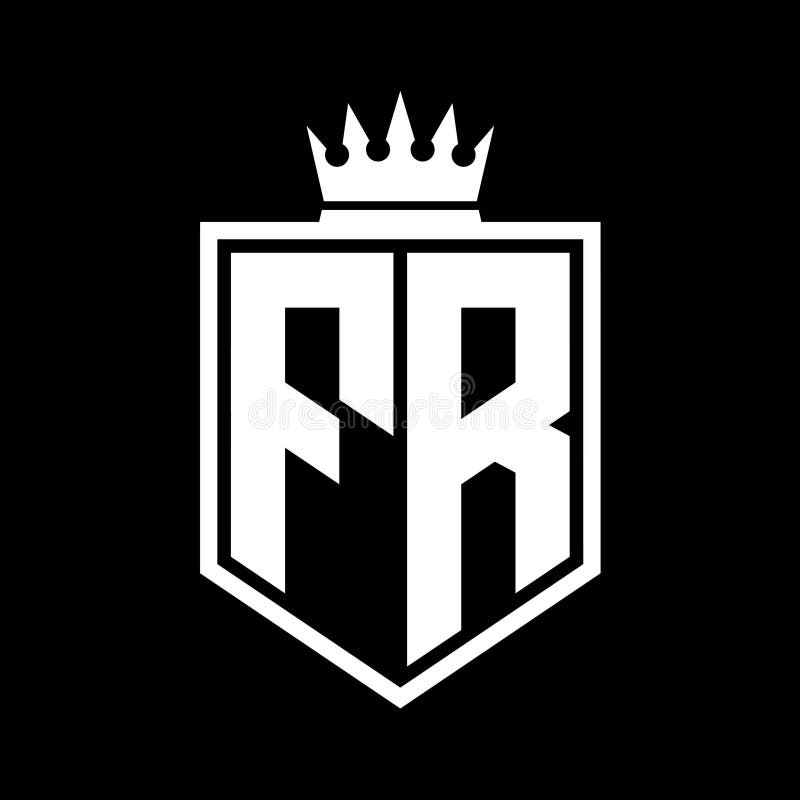 FR Logo Monogram Bold Shield Geometric Shape with Crown Outline Black ...