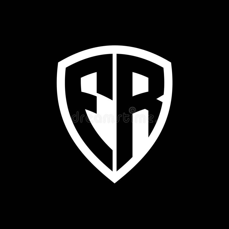 FR Monogram Logo with Bold Letters Shield Shape with Black and White ...