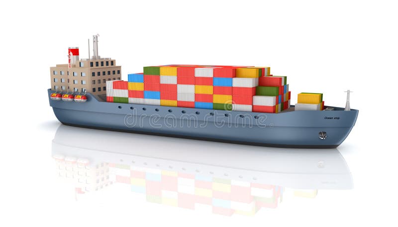Fracht-Containerschiff stock abbildung. Illustration von hauptteil ...