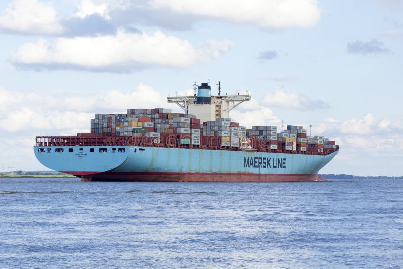 Containerschiff Edith-Maersk Redaktionelles Stockbild - Bild von segel ...