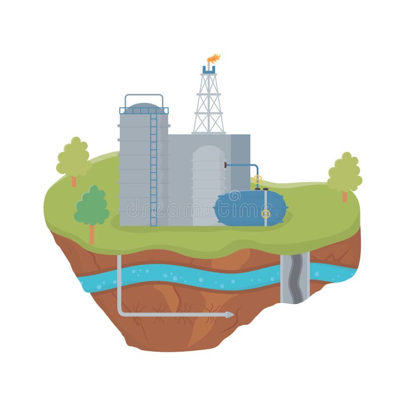 Fracking Tanks Storage Process Pipeline Water Underground Stock Vector ...