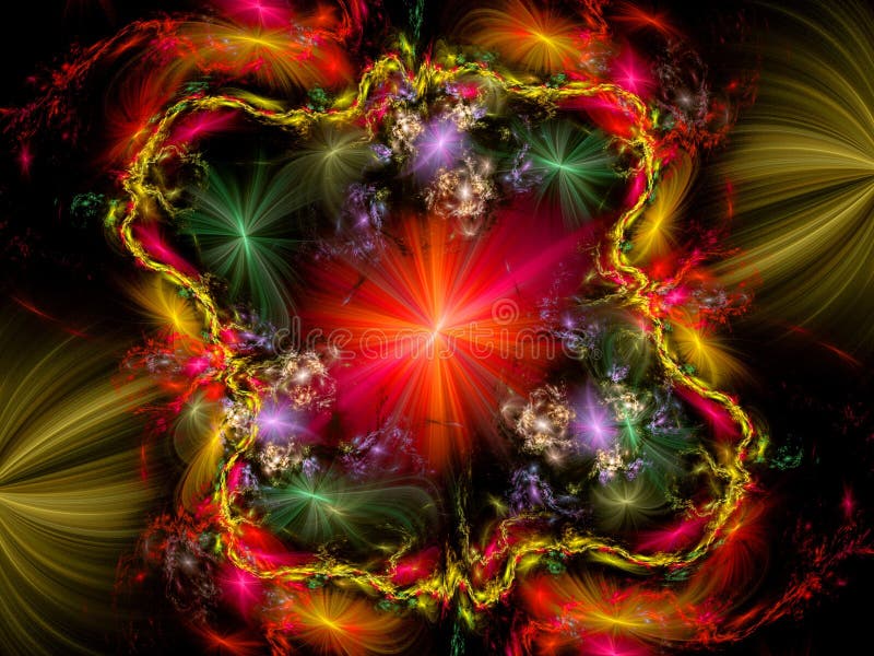 Fractal - Tropical Flowers and Spirals Stock Illustration ...