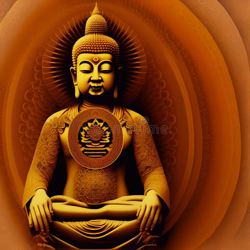 Fractal Buddha, Generative AI Illustration Stock Illustration ...