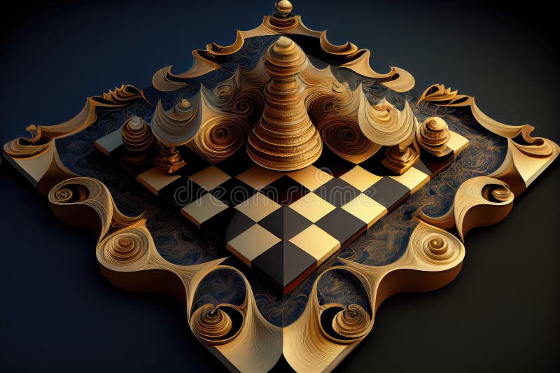 Fractal Chess Board with Surrealistic Patterns Stock Illustration ...