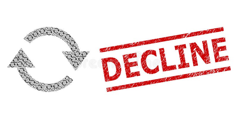 Refresh Recursion Mosaic of Refresh Icons and Scratched Decline Seal ...