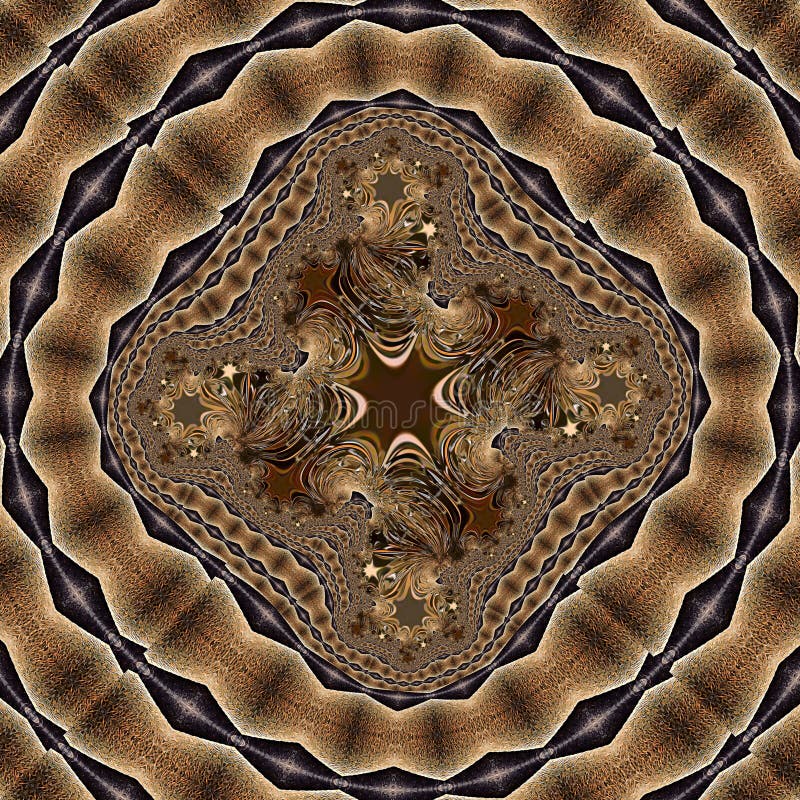 Fractal Design in Square Format in Copper Bronze and Gold Colours Stock ...