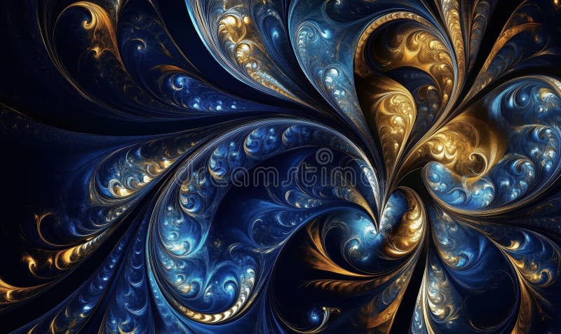 Fractal Design with Swirling Patterns, Intricate Details in Blue and ...