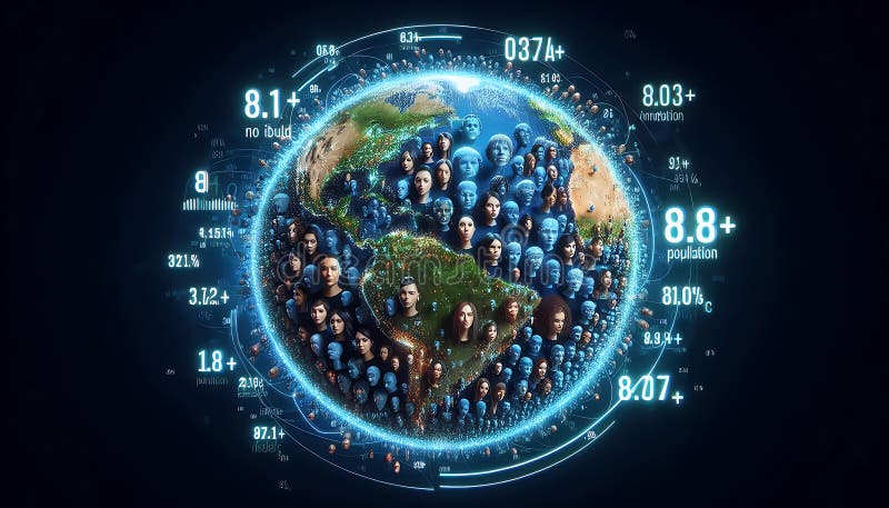 Fractal Earth: Global Population in Orbiting Data Stock Illustration - Illustration of fractal ...