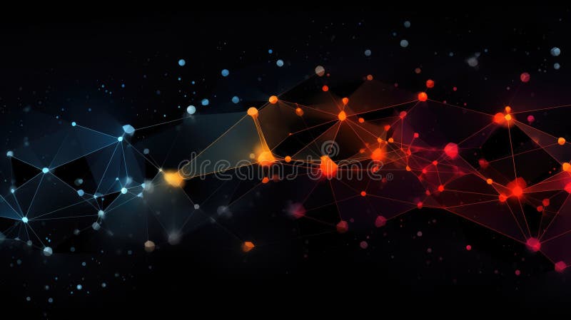 Fractal Element Complex Data Visualization With Connected Lines And