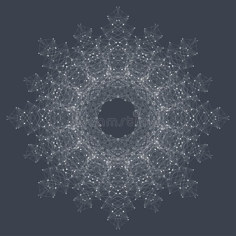 Fractal Element with Connected Line and Dots. Virtual Background Communication or Particle ...
