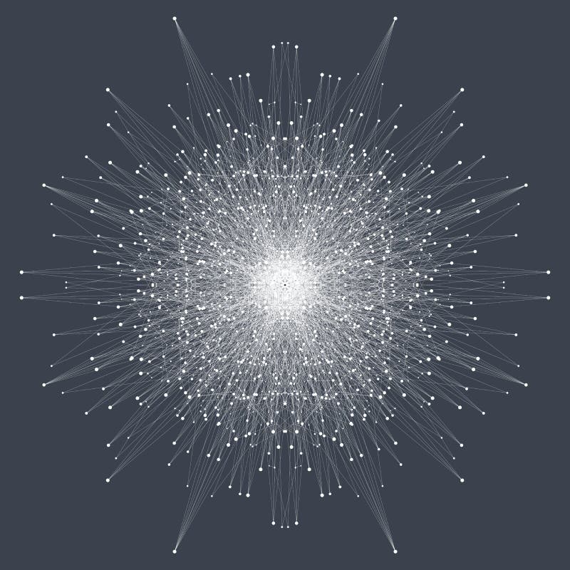 Fractal Element With Connected Lines And Dots Big Data Complex Particle Compounds Stock Vector
