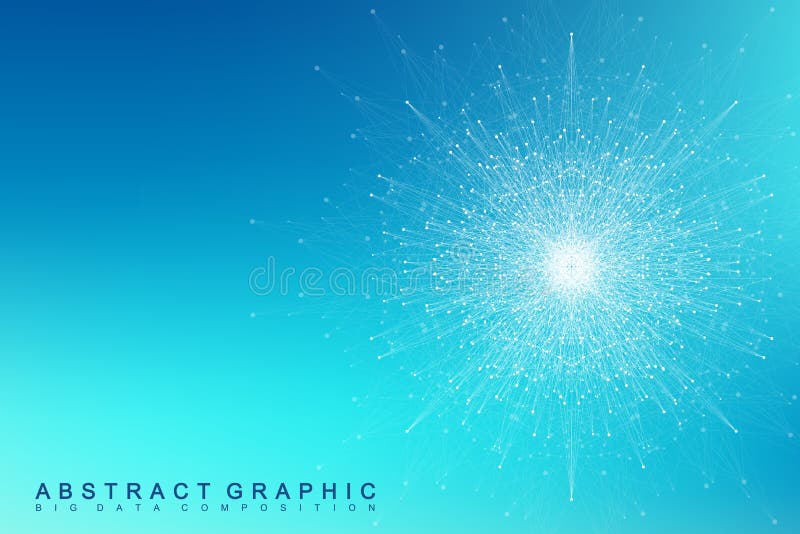 Fractal Element With Connected Lines And Dots Big Data Complex Particle Compounds Stock Vector
