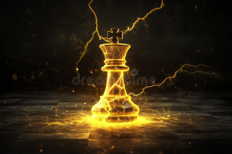 Fractal Energy Streams Surround a Shining Chess King Piece Stock Image ...
