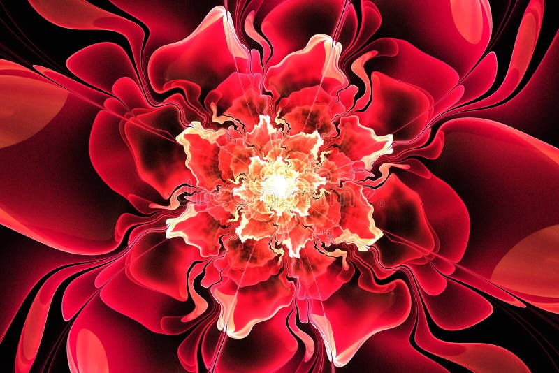 Fractal Fantastic Red Flower. Stock Illustration - Illustration of ...