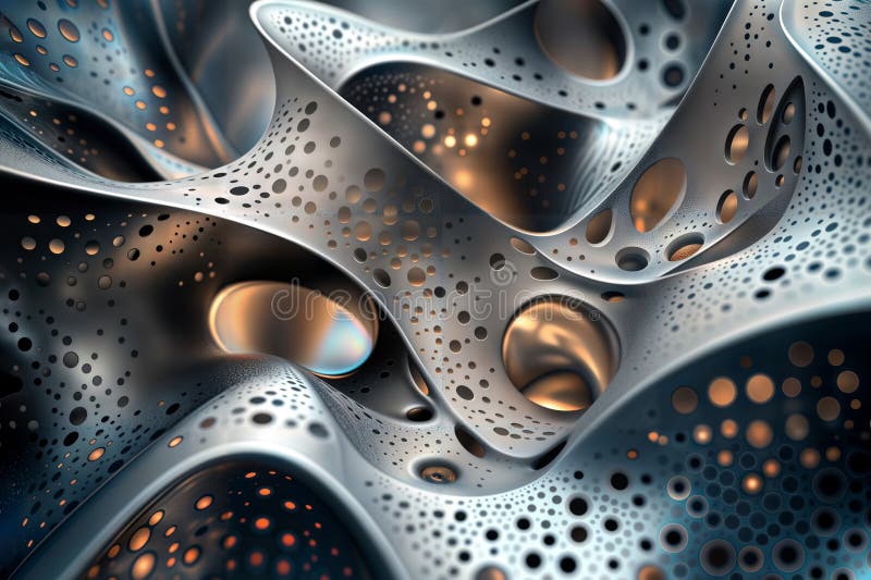 Metallic Organic Pattern with Cool and Warm Tones, Generative Ai Stock ...