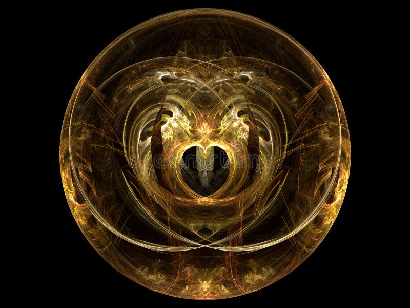 Fractal Golden Heart Sphere Stock Illustration - Illustration of ...