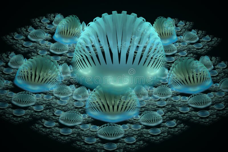 Fractal Group of Blue Shells Stock Illustration - Illustration of ...