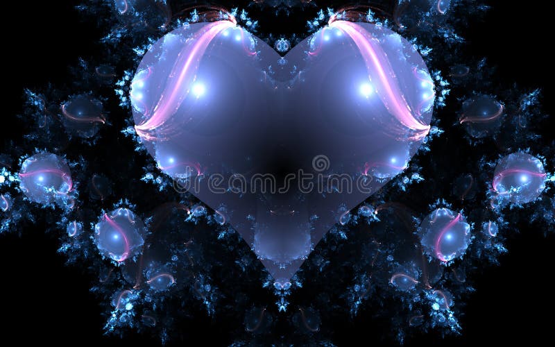 Fractal Heart on Black Background Stock Illustration - Illustration of ...